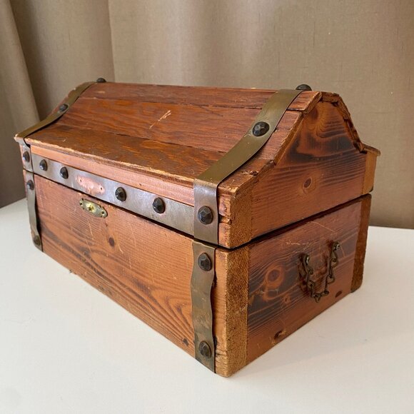 Accents | Vintage Mid Century Cedar Treasure Chest 12x7 Rustic Wood Box ...